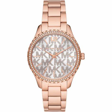 Michael Kors Layton Three-Hand Rose Gold-Tone Stainless Steel Women's ...